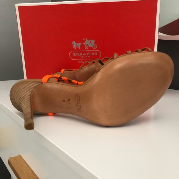 Coach | Shoes | Coach 3 Fluorescent Orange Heel Sandals | Poshmark
